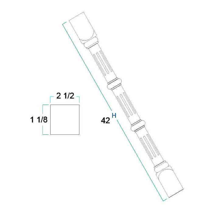 SPST42-F – Fluted Split Post Leg 42″ - Leen cabinets