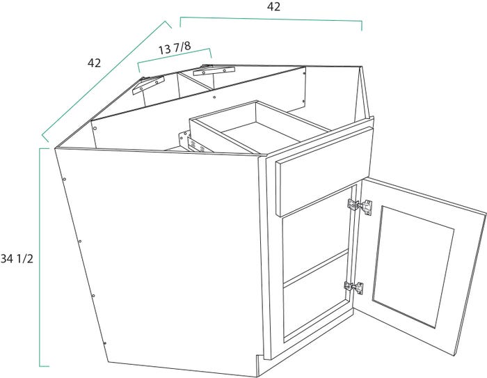 Diagonal Corner Sink Base Cabinet 42″ - Leen cabinets